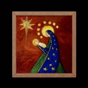 Religious Abstract Christmas Nativity With Madonna and Jesus Mary and ...
