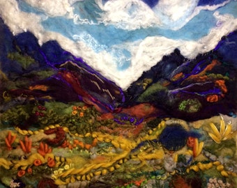 Colorful Valley, Landscape Abstract Wool Painting, Wool Picture. - Etsy