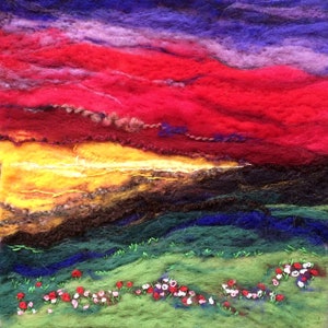 Red Sky Sunset | Landscape Needle Felt Art Painting, Highlands Wool Art ...