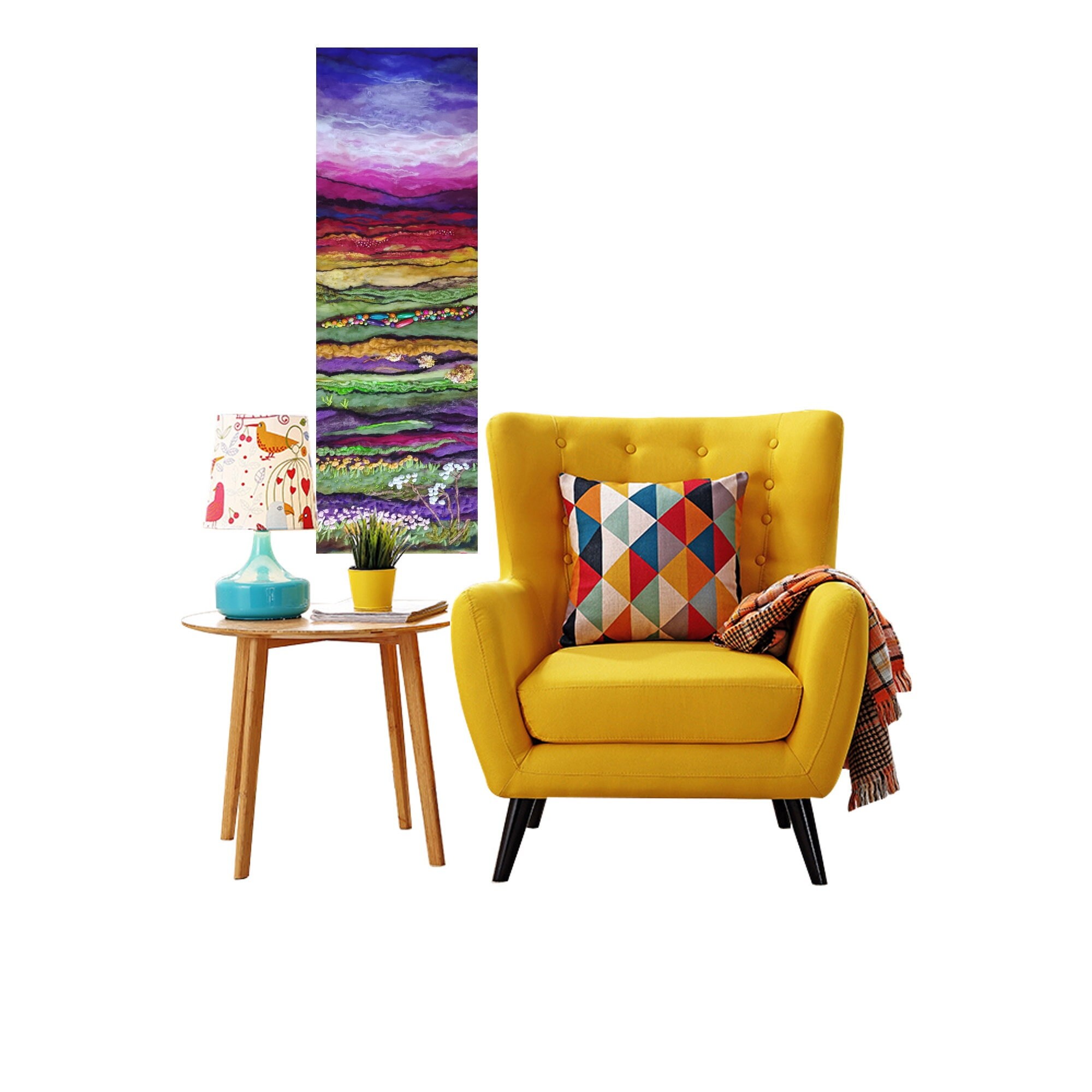 Oversized Sunset Felt Canvas Art – Embroidered Wool Picture - Etsy
