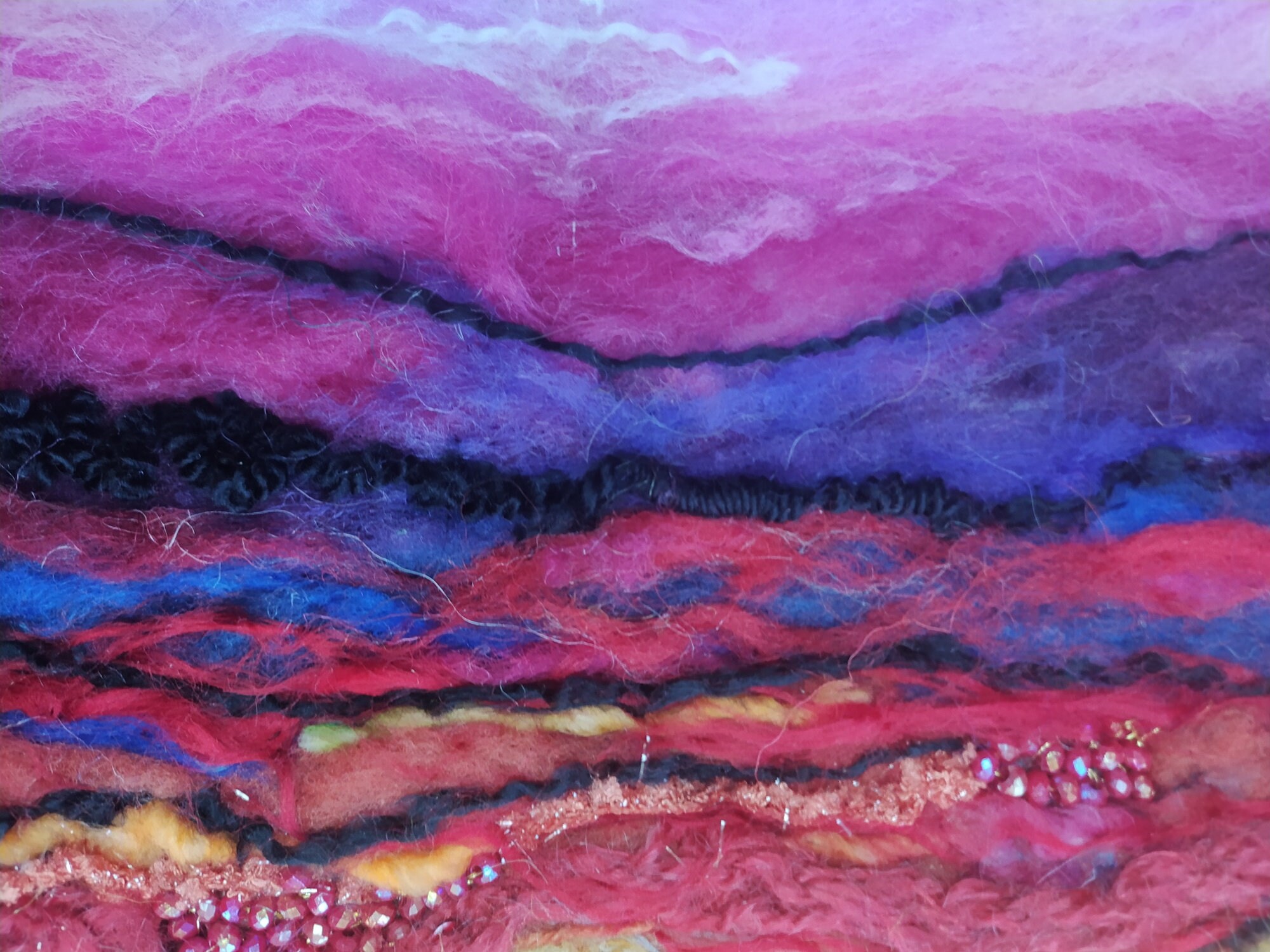 Oversized Sunset Felt Canvas Art – Embroidered Wool Picture - Etsy