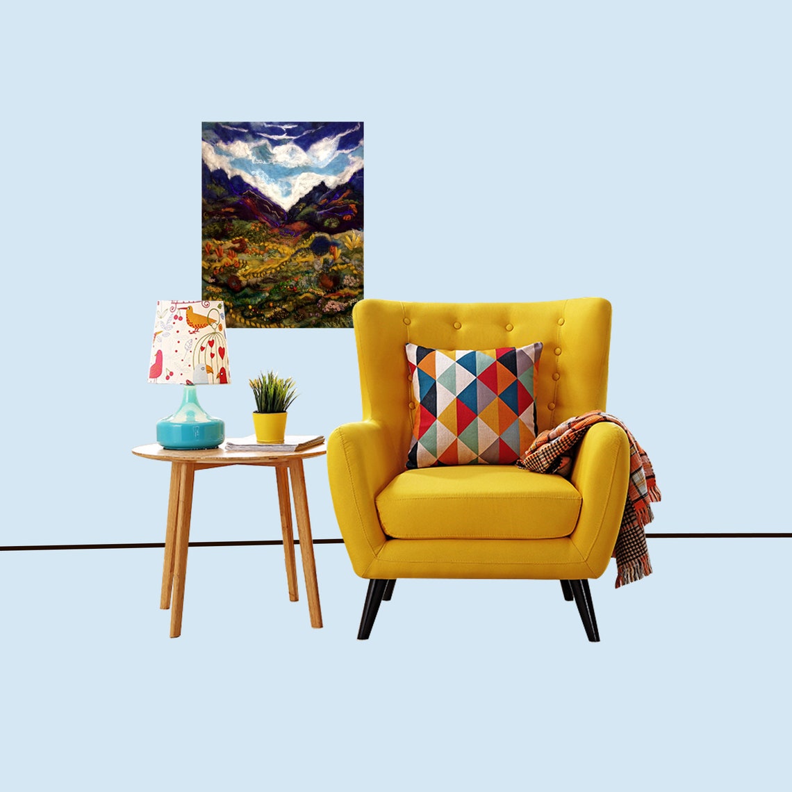 Deep Valley Landscape Abstract Wool Painting Gift for Art - Etsy