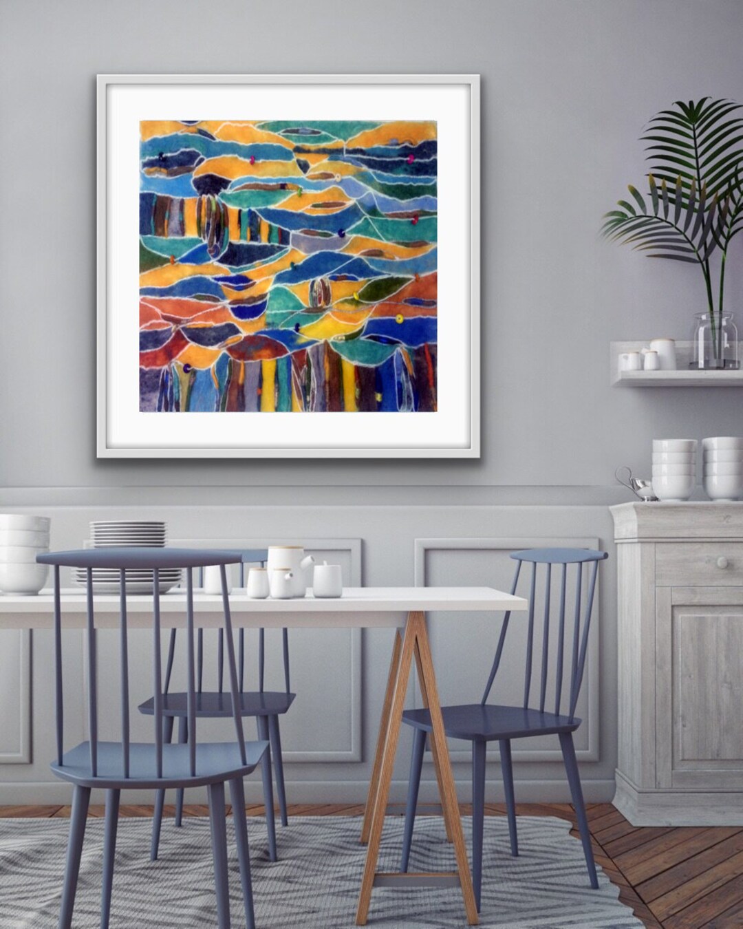 Mediterranean Summer Felt Painting – Abstract Needle Felted Wool Art - Etsy