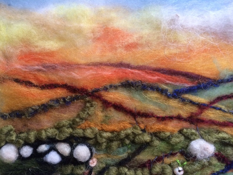 Needle Felted Sunrise Landscape Art – Cottagecore Wool Painting - Etsy