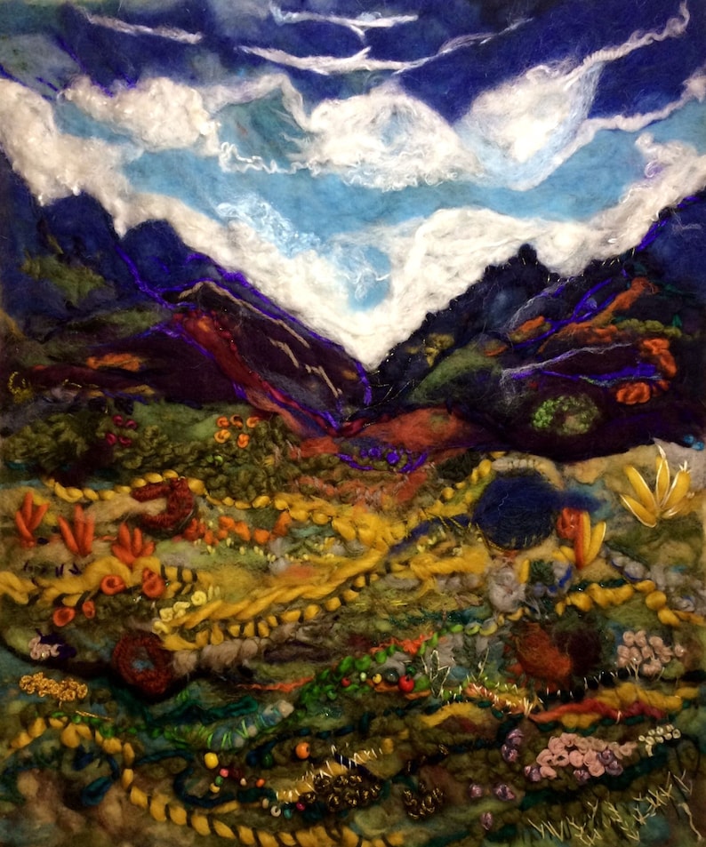 Deep Valley Landscape Abstract Wool Painting Gift for Art - Etsy