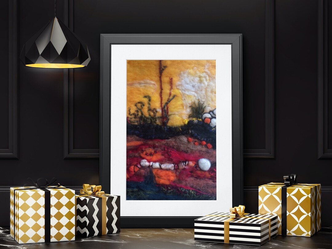 Texas Desert Sunset Needle Felt Painting | Abstract Wool Art - Etsy