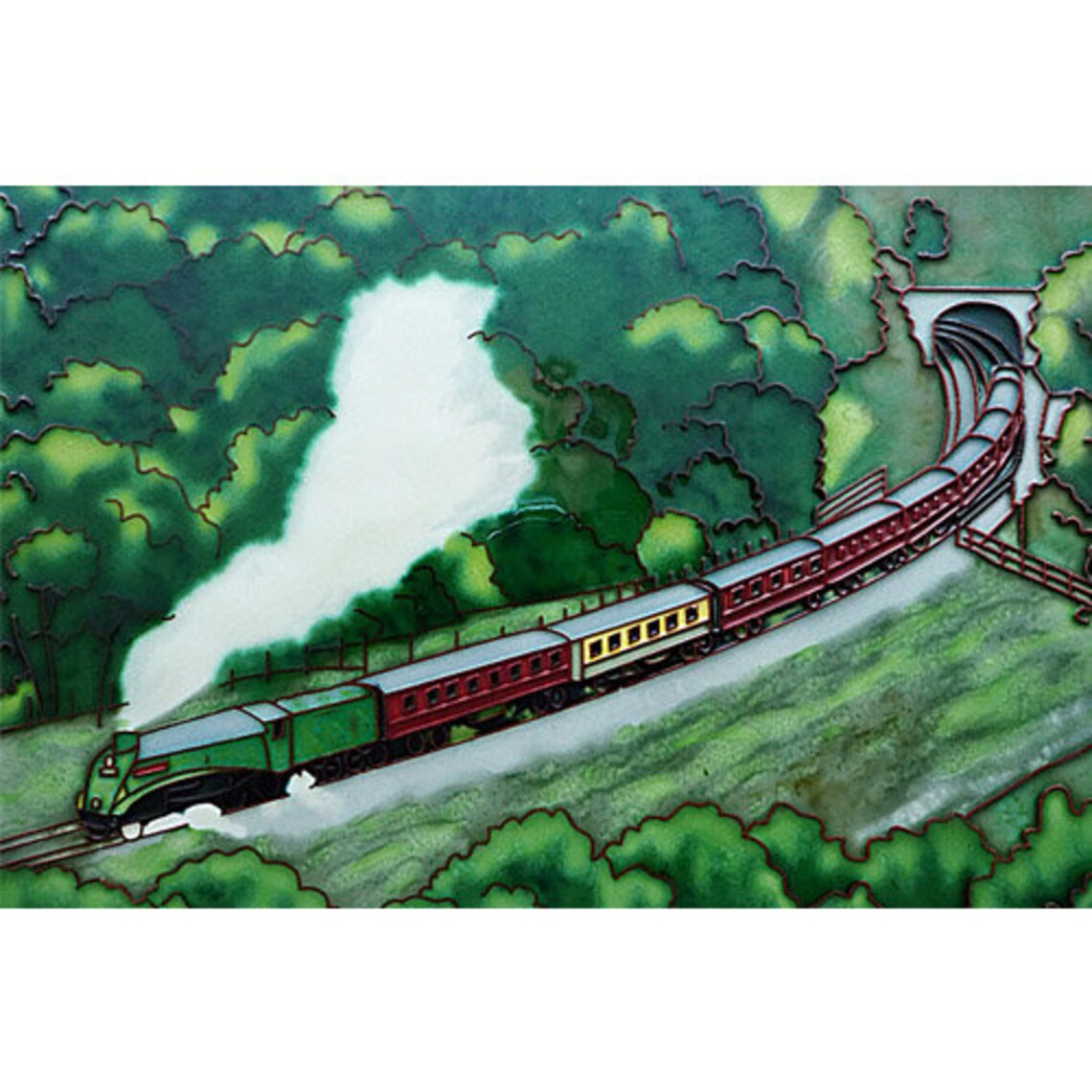 Borders Steam Train Ceramic Picture Tile - Etsy UK