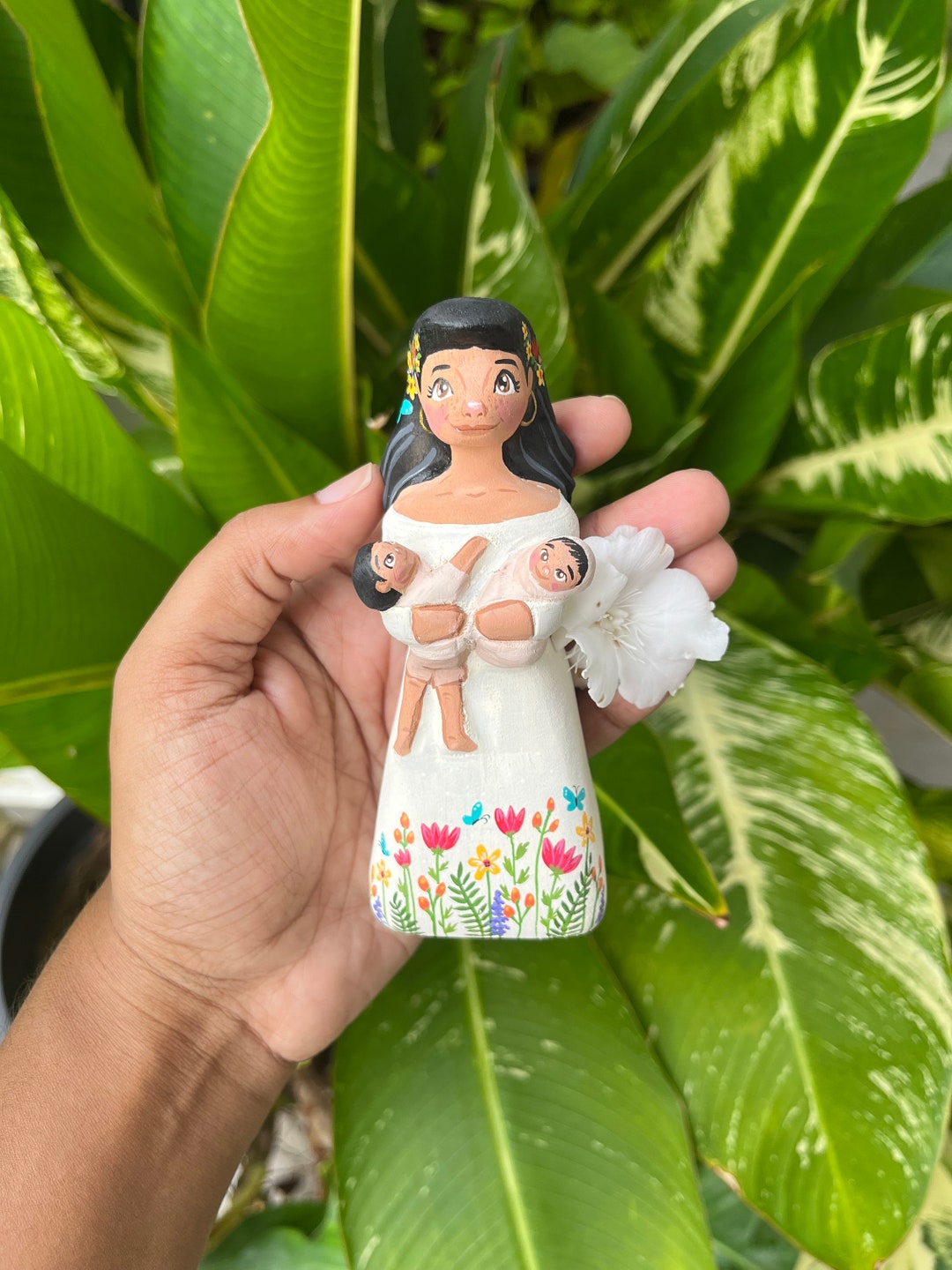 Hand Carved Wooden Mother Doll pregnant Doll Twin Mama Personalised ...