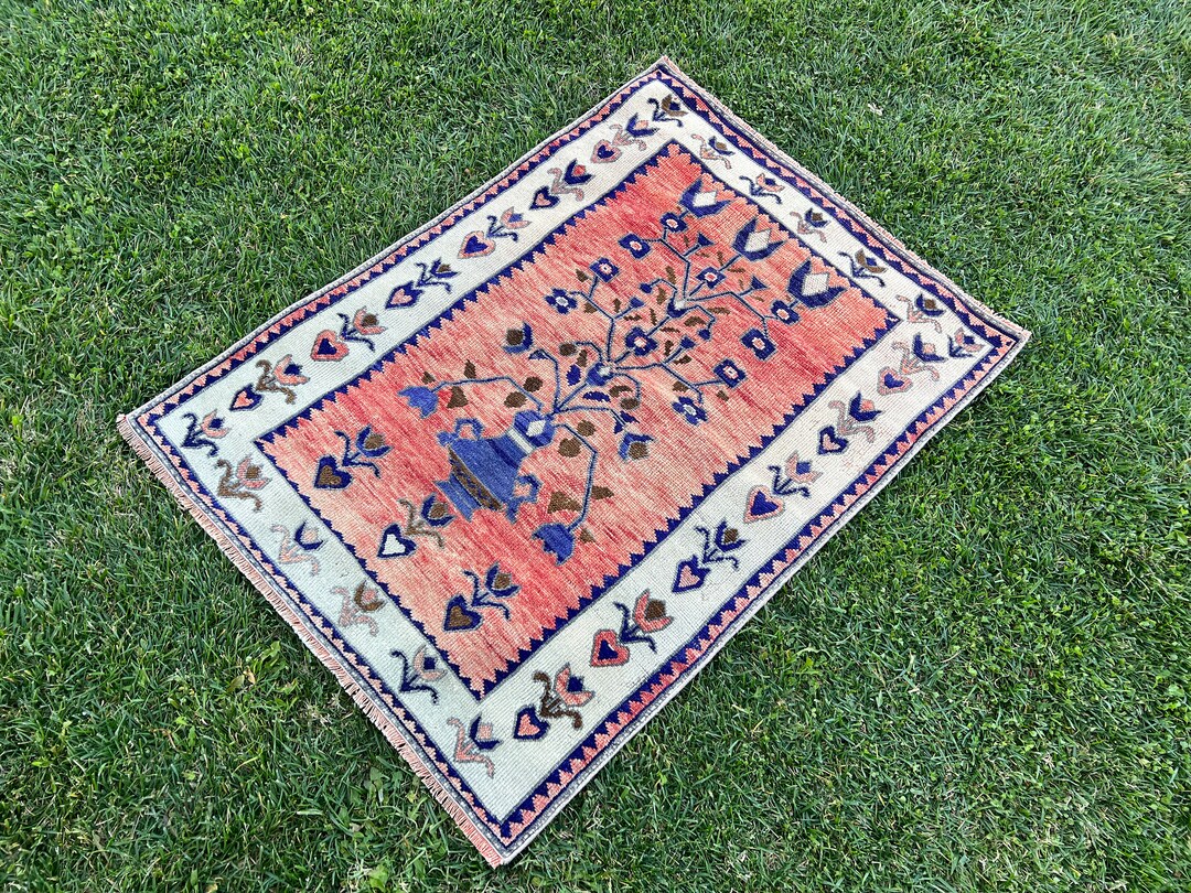 Area Rug Living Room 3x4 Rug Red and Blue Rug Vintage Rug - Etsy
