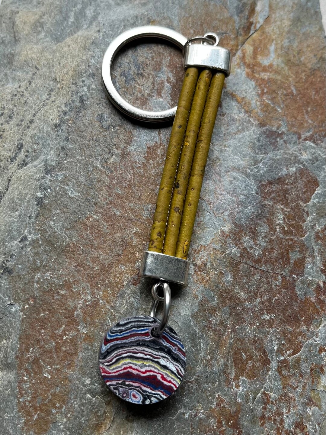 Olive Green Fordite Keychain - Etsy