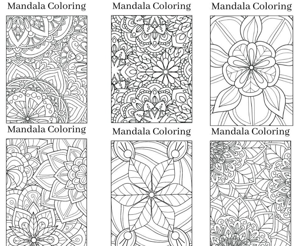 Mandala 50 Coloring Book Printable, Stress Relief Patterns, Mindfulness ...