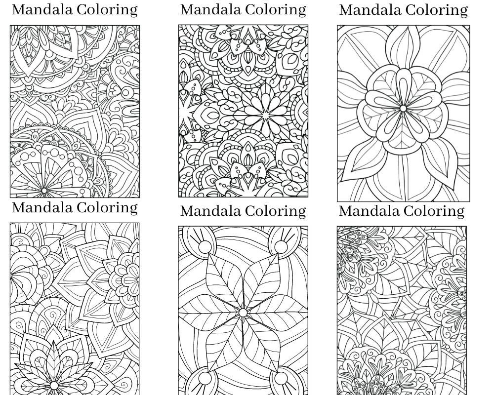 Mandala 50 Coloring Book Printable, Stress Relief Patterns, Mindfulness ...