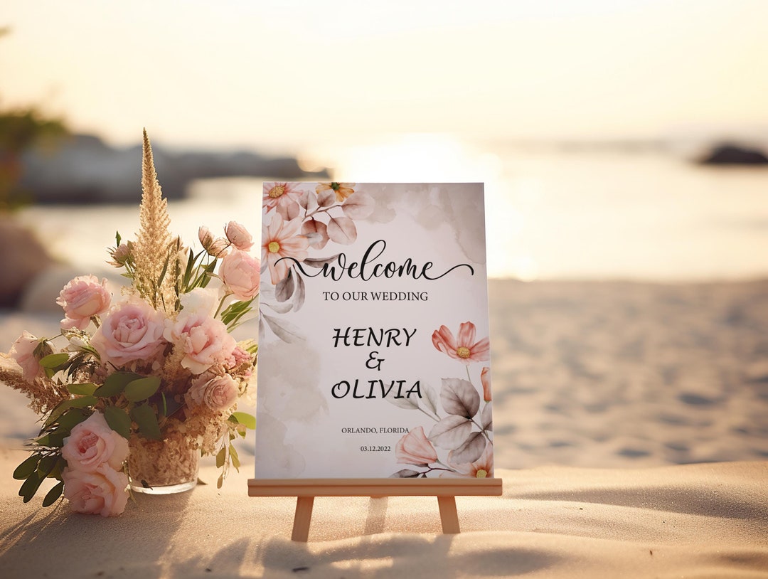 Classic Wedding Sign, Flower Wedding Sign, Custom Wedding Print ...