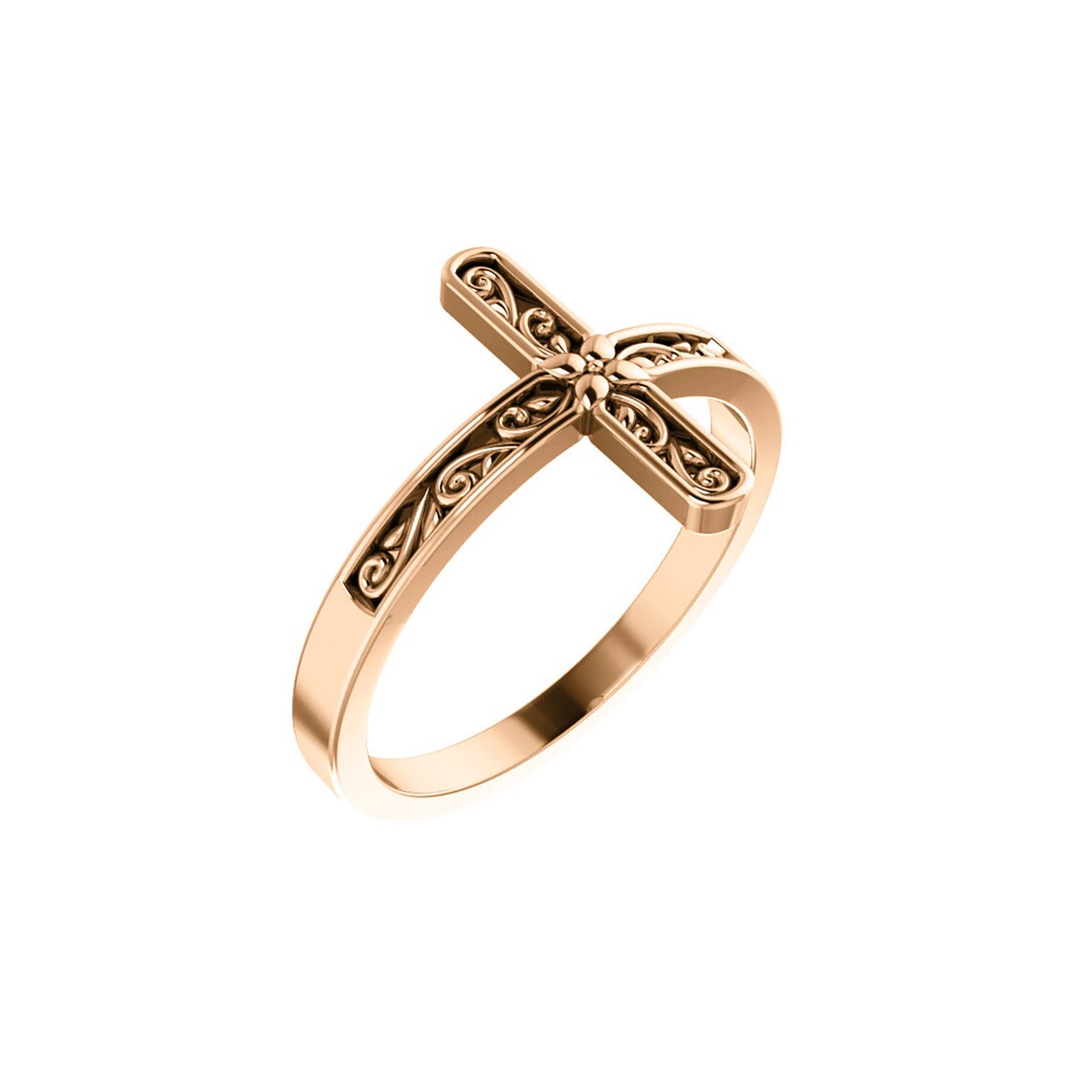 Sideways Cross Ring - Cross Jewelry - Christian Ring - Religious Ring ...