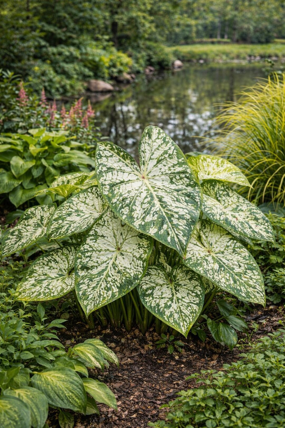 Snow Flurry Caladium Bulbs (2 Bulbs) | Crisp White & Emerald Veins ...