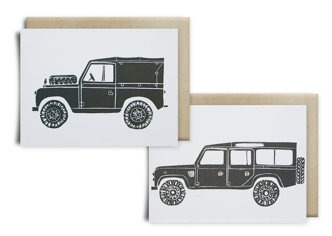 Land Rover Card, Defender, Series 3, Original Handprinted Linocut Land ...