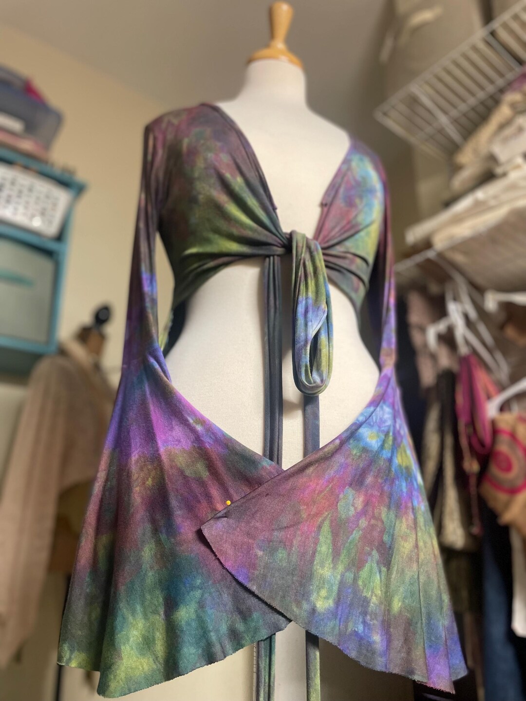 MTO Handmade Bamboo Wrap Top and Skirt, Hand Dyed “ Aurora Borealis ...
