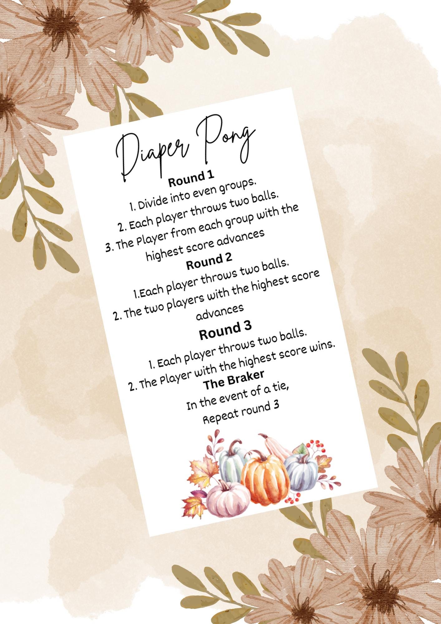 Fall Diaper Pong Baby Shower Game - Etsy