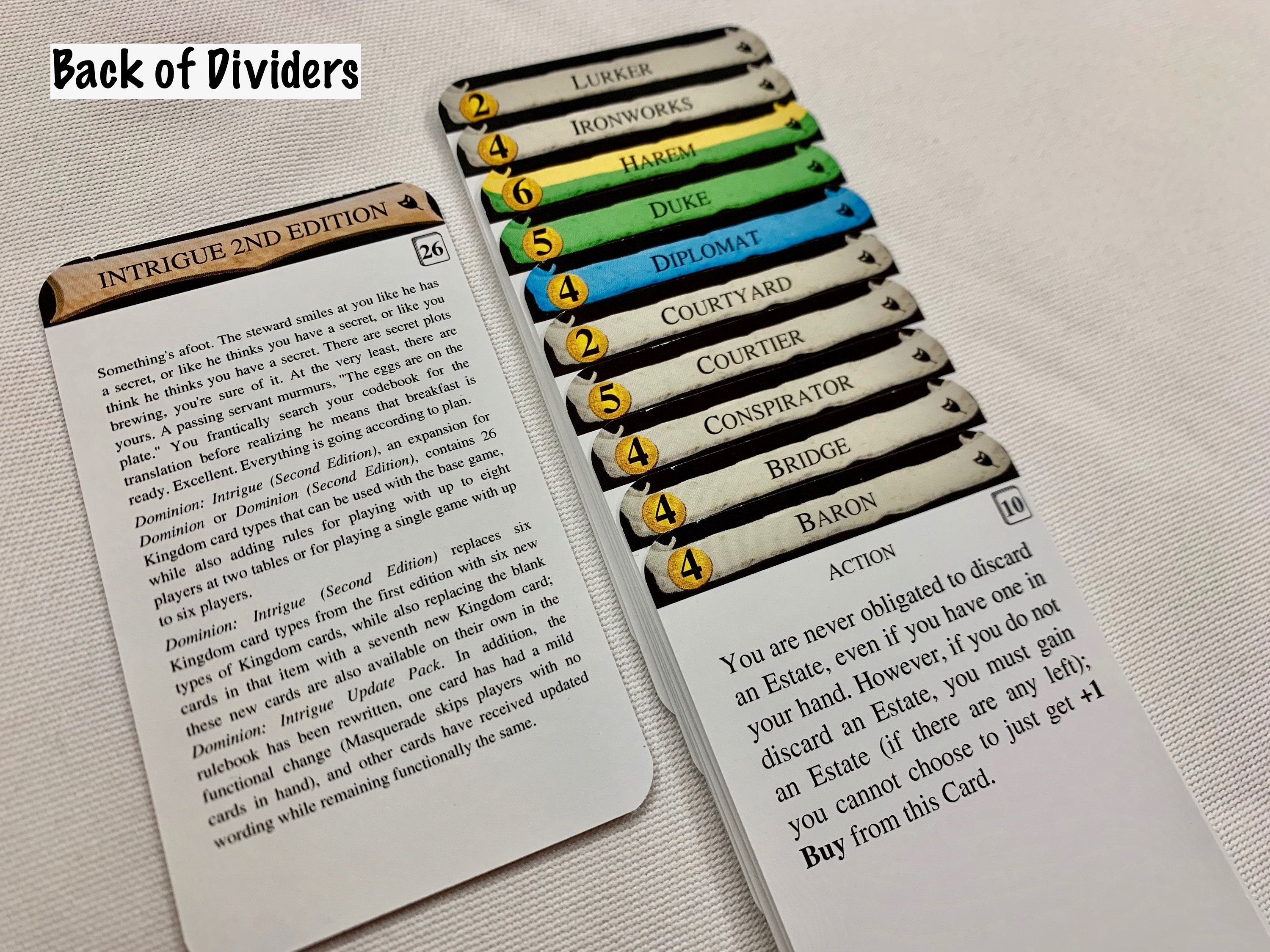 Dominion INTRIGUE Divider Cards 2nd Edition Expansion Full - Etsy