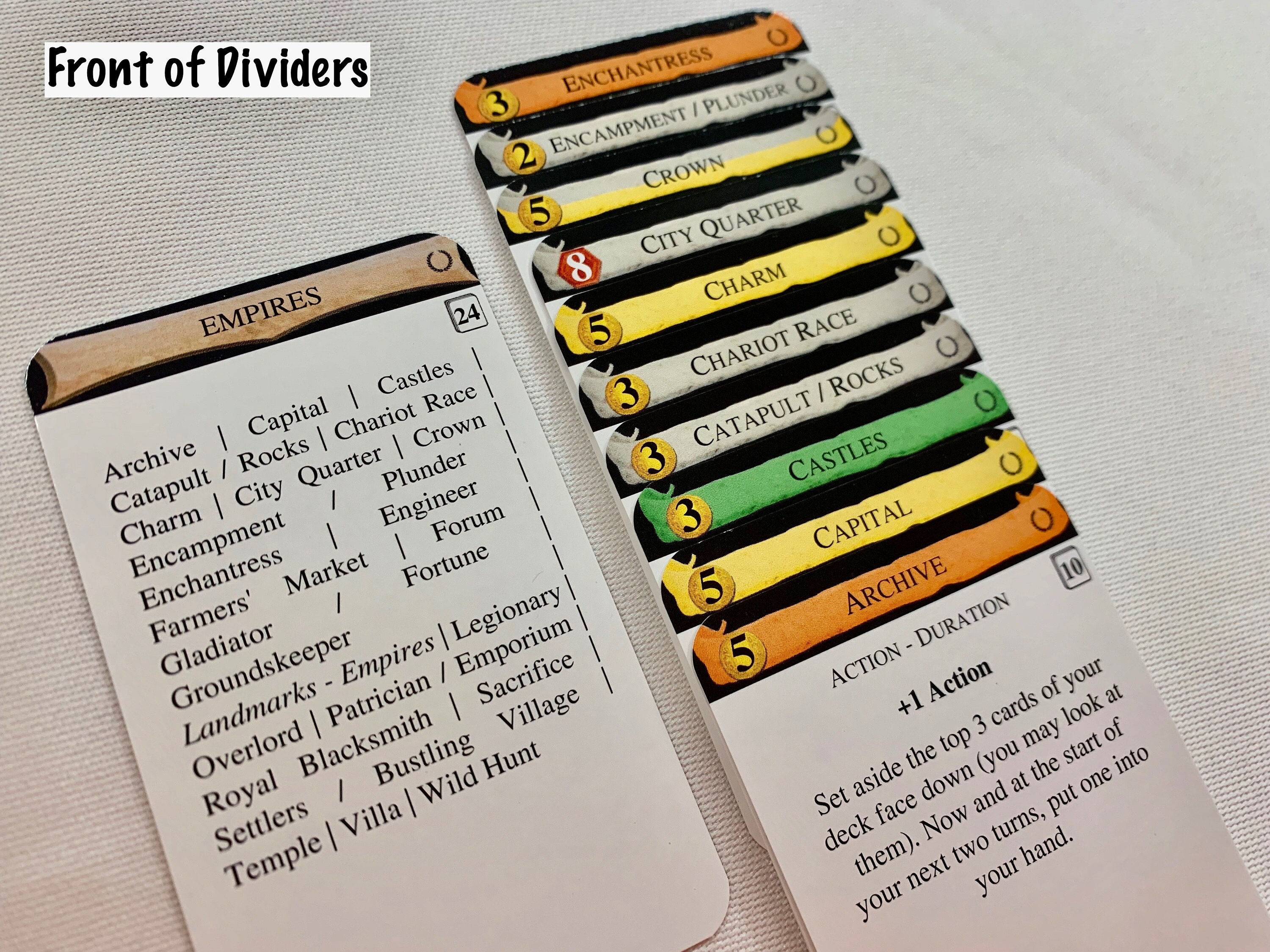 Dominion EMPIRES Divider Cards - Full Tab DIVIDER CARDS of the Empires ...