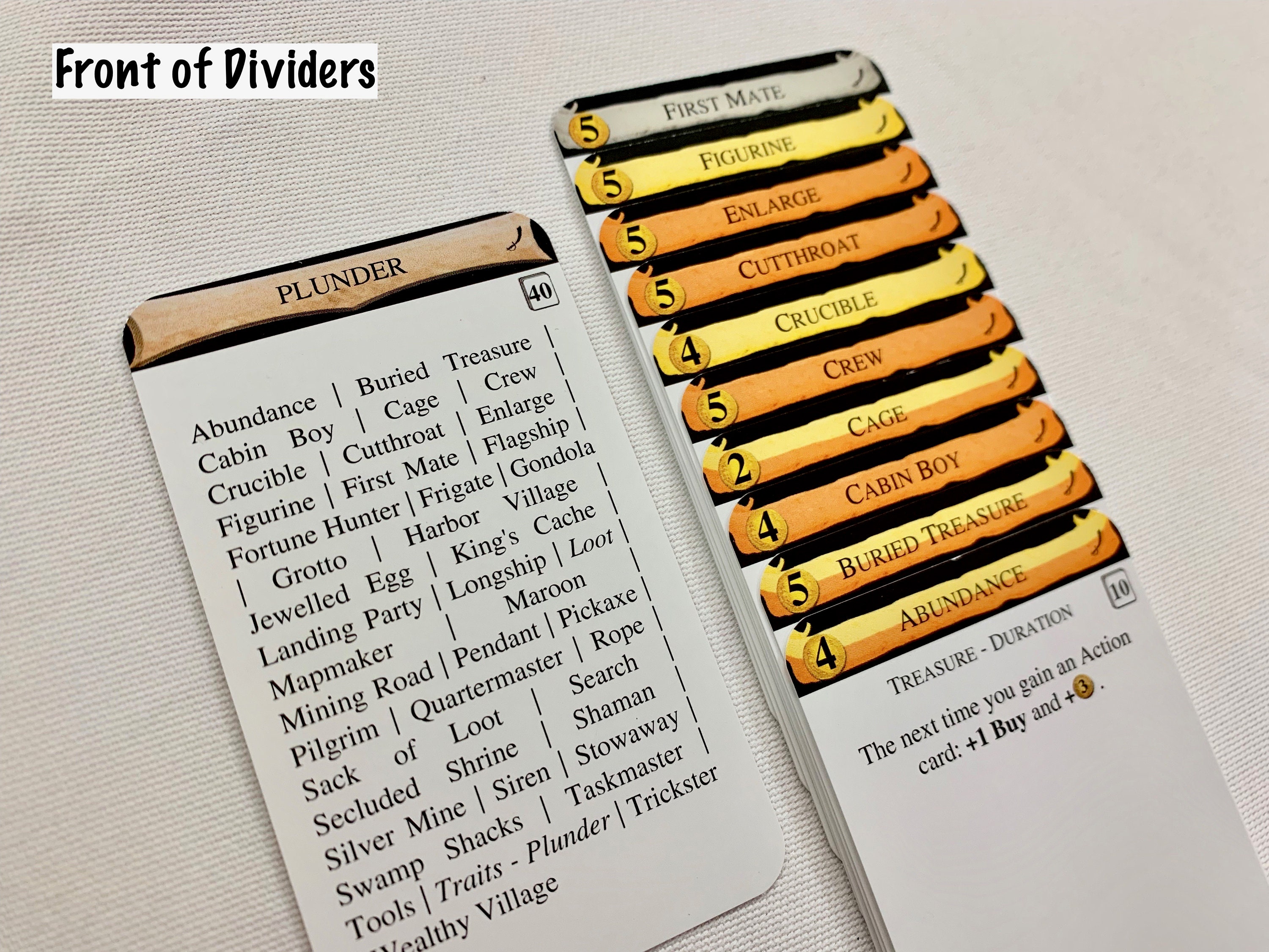 Dominion PLUNDER Divider Cards - Full Tab DIVIDER CARDS of the Plunder ...