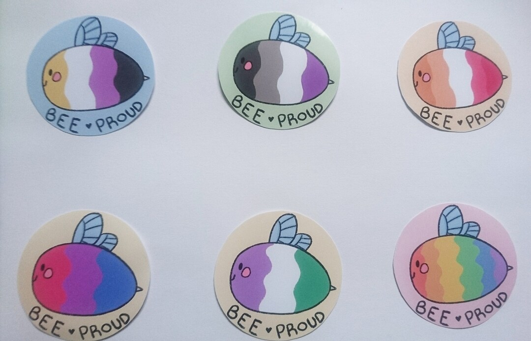 Bee Proud Pride Flag Set1 Illustrated Handmade Stickers - Etsy
