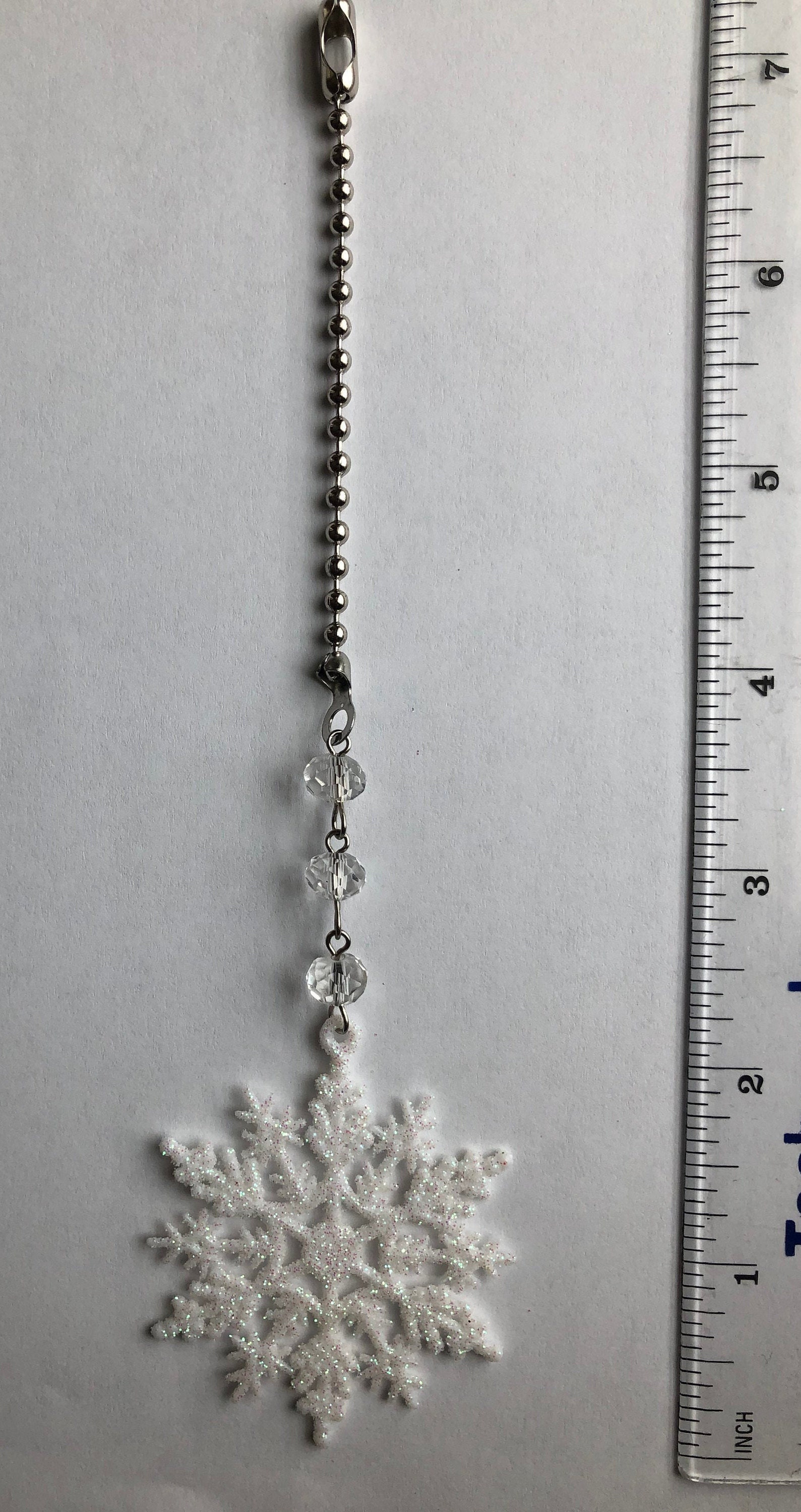 White Glitter Snowflake Ceiling Fan Pull Chain - Etsy