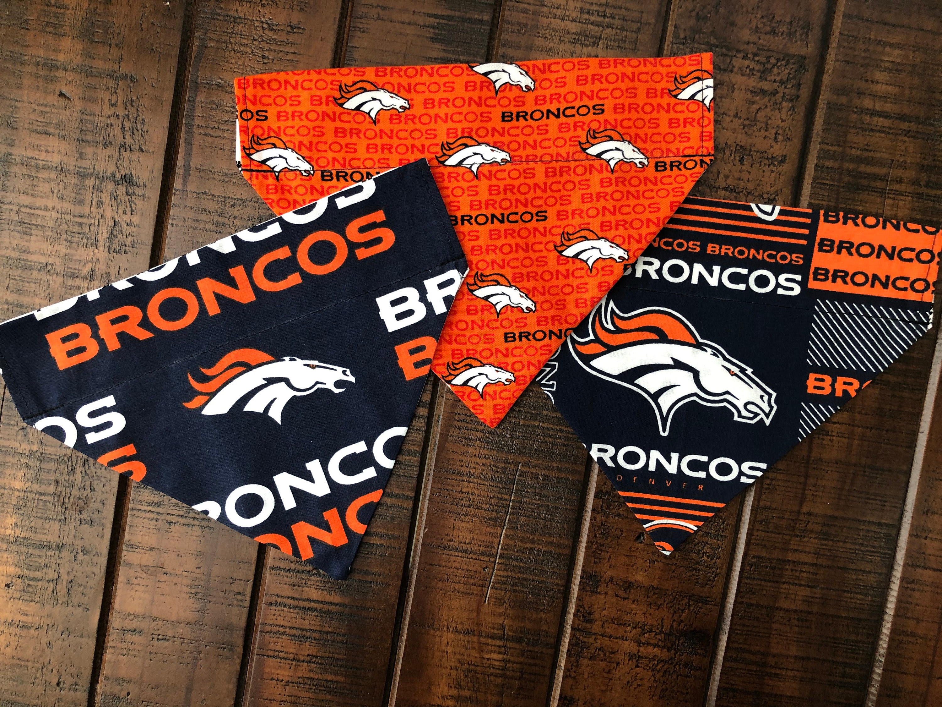 Denver Broncos Over-the-collar Reversible Dog Bandanas ~ Four Sizes ...