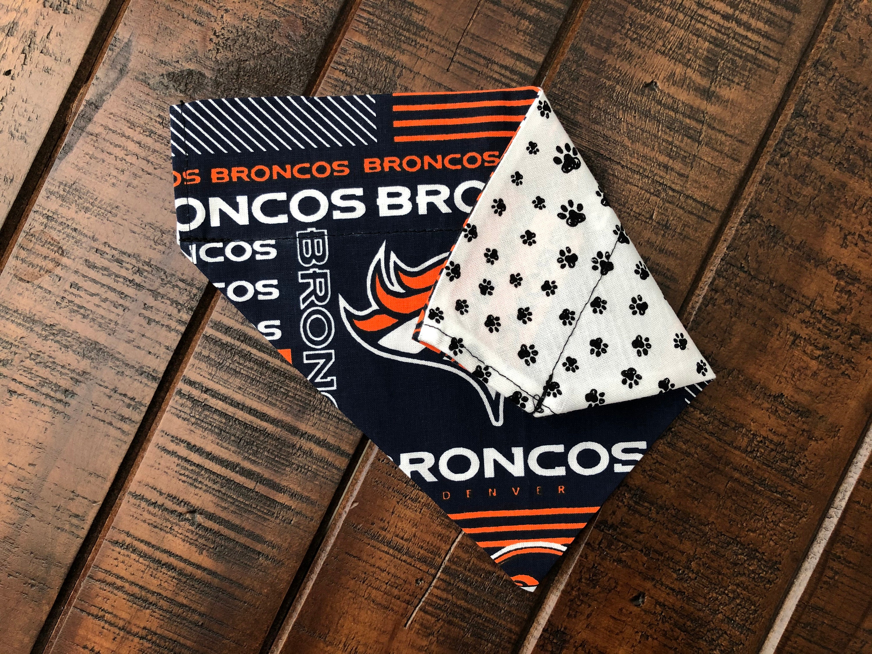 Denver Broncos Over-the-collar Reversible Dog Bandanas ~ Four Sizes ...
