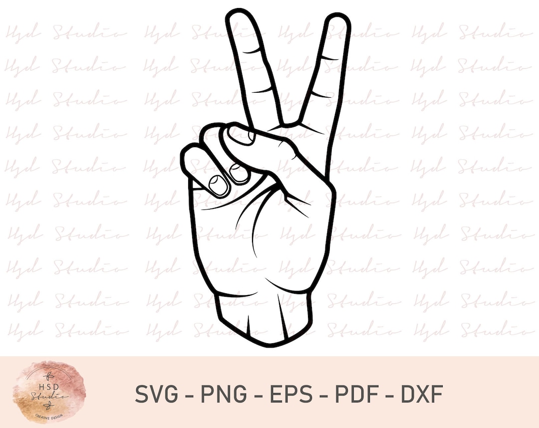Hand Peace Sign SVG Cut Files, Peace Sign Svg, Peace Hand Gesture Svg ...