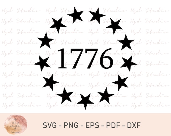 Shape Clipart 1776 Svg Independence Day Date Year Encircled | Etsy
