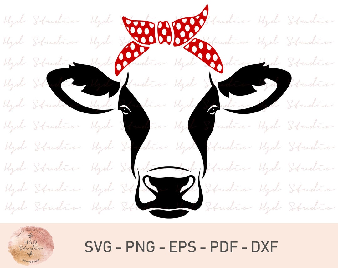 Cow Head Bandana Svg, Cow Svg, Cow Bandana Svg, Farm Svg, Heifer Svg ...
