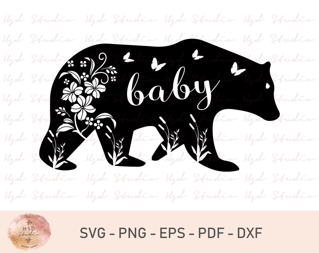 Baby Bear SVG, Cut Files for Cricut and Silhouette, Baby Bear DXF, Baby ...