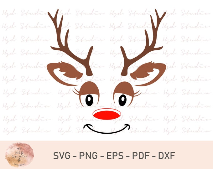 Cara de reno de Navidad Svg, Navidad svg, Monograma de ciervo svg, Niño ...