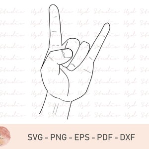 Rock on Hand SVG, Rock Hand Symbol PNG Clipart, Rock SVG, Hand Clipart ...