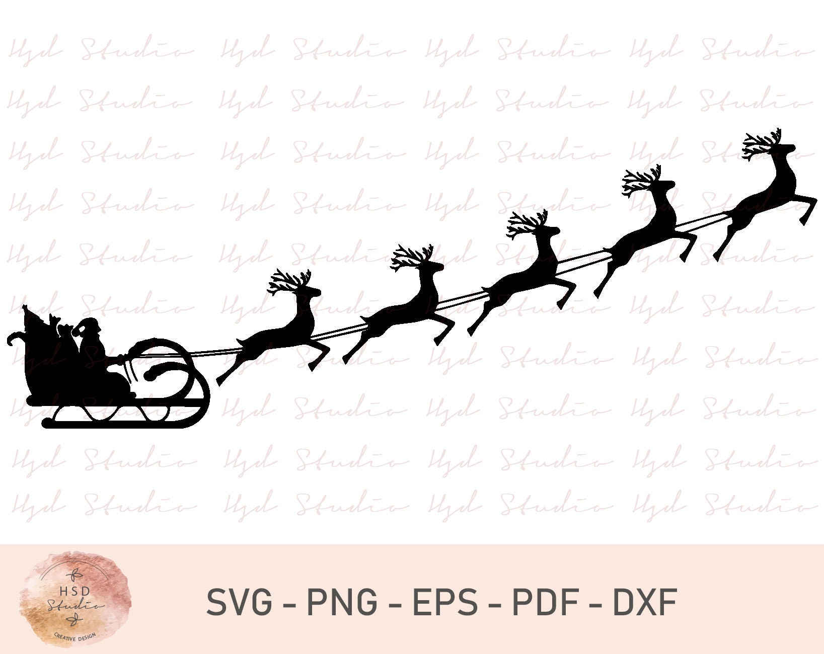 Santa Claus on Sleigh Sleigh Reindeer Christmas SVG Png - Etsy