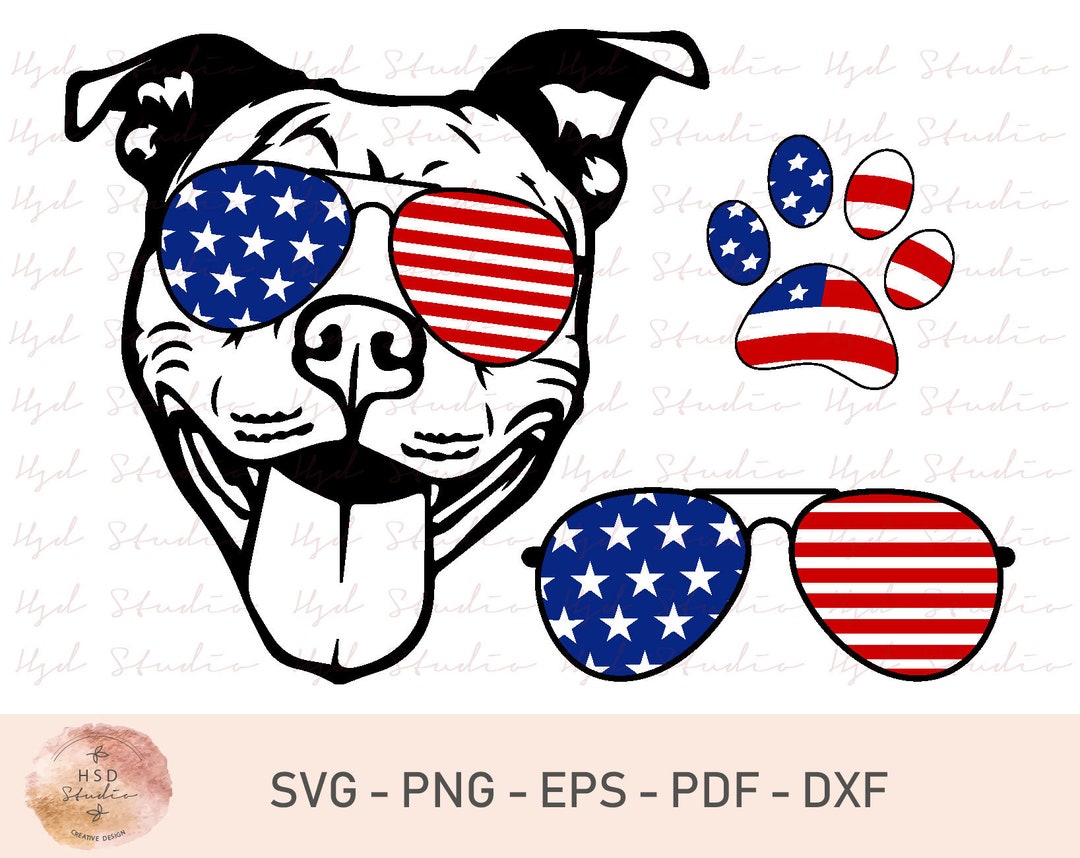 Pit Bull, USA Flag, Glasses, Paw, United States Flag, America, Merica ...