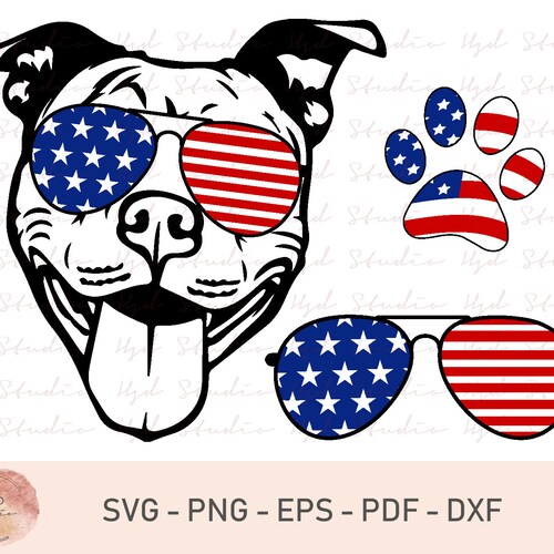 Pit Bull USA Flag Glasses Paw United States Flag America - Etsy
