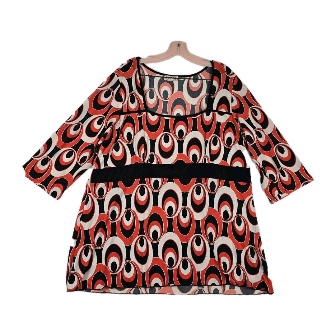 MKM Designs Vintage Women's Abstract Art Red Black Blouse Top - Etsy