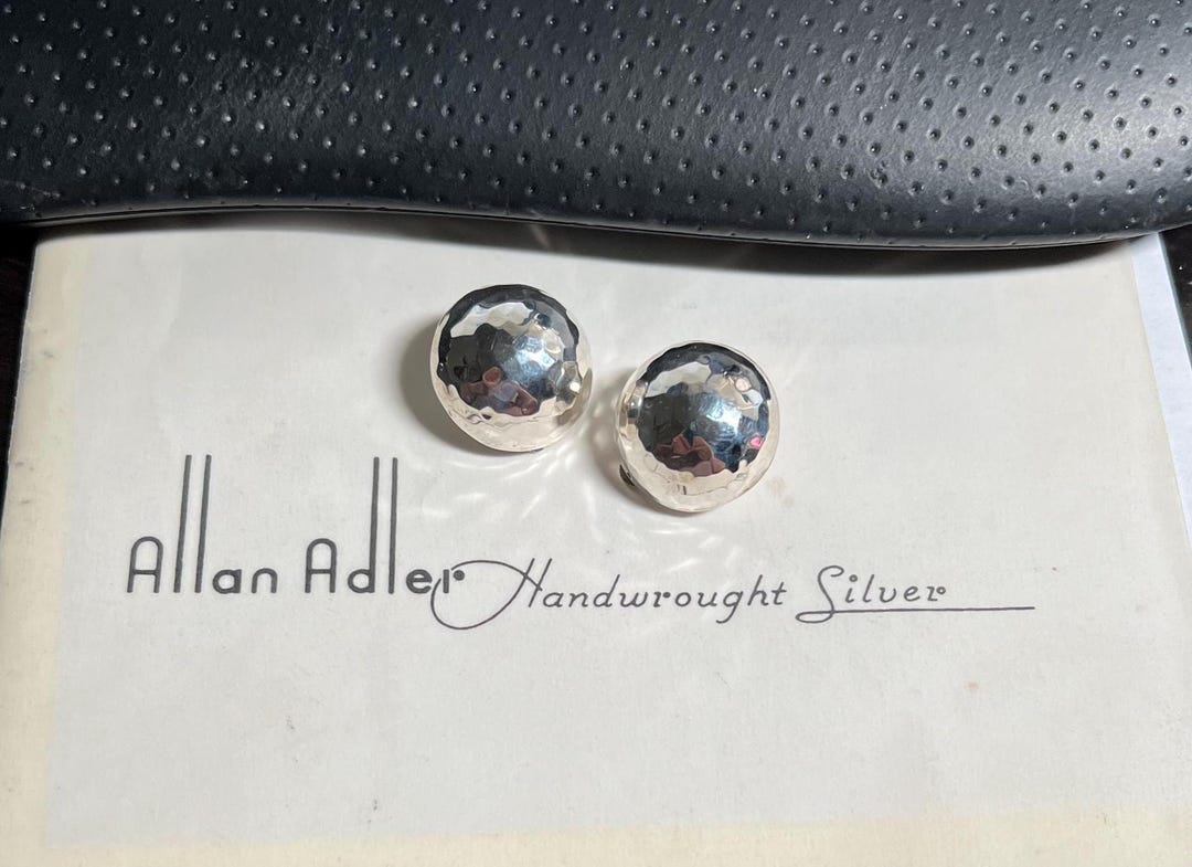 Vintage Hammered Sterling Silver Button Clip Earrings Handcrafted by ...