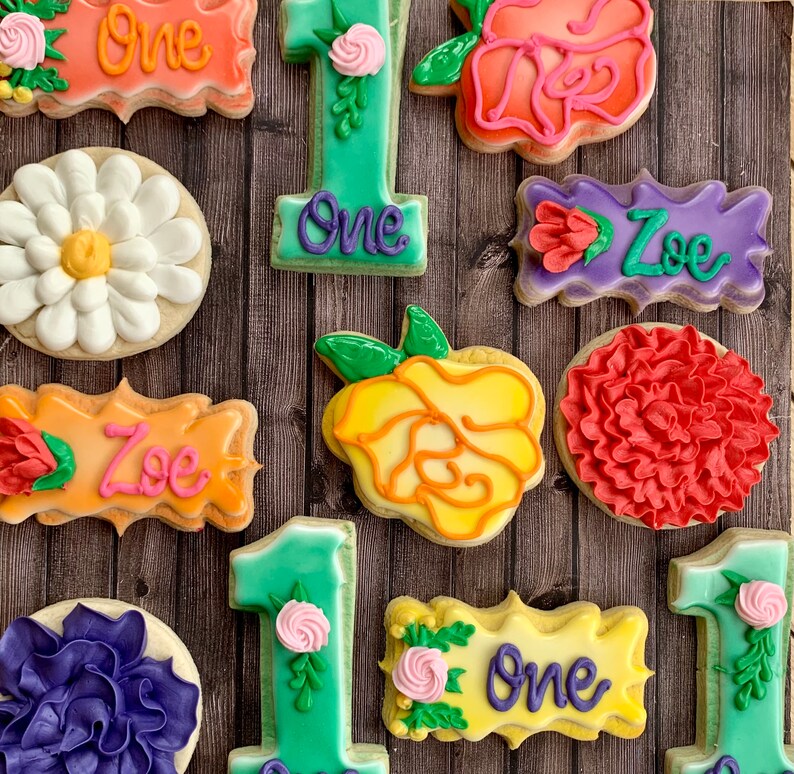 Floral First Birthday Cookies | Etsy