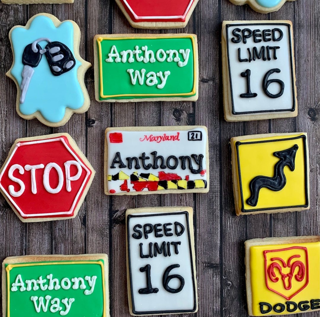 Sweet 16 Driving Theme Birthday Cookies - Etsy
