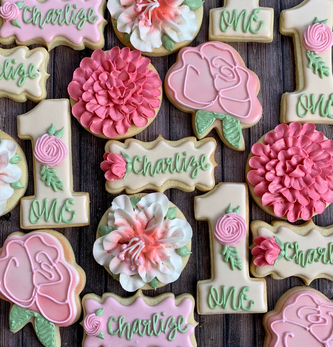 Floral First Birthday Cookies - Etsy