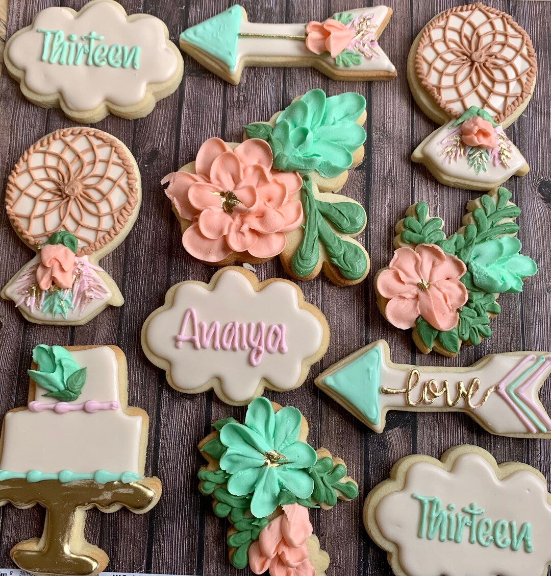Boho Chic Birthday Cookies - Etsy