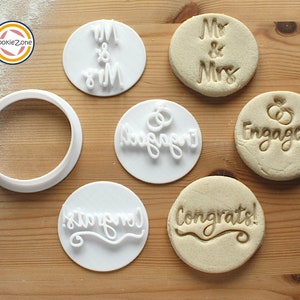 Engaged With Ring Embosser Fondant Stamp/cookie Cutter Set - Etsy