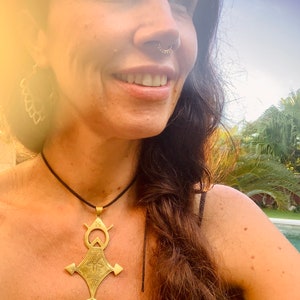Large Natural Tuareg Compass Cross in Natural Brass, Tribal, Sahara ...