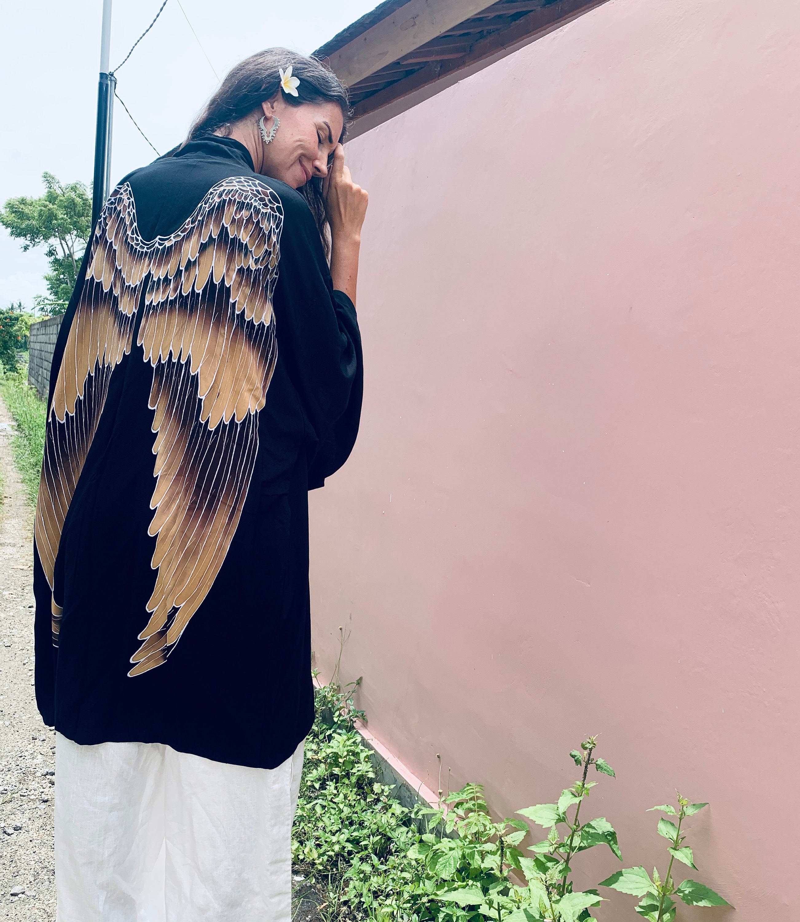 Angel Wing Kimono / Robe Unisex Robe Black Unique Batik - Etsy Australia