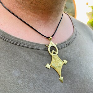 Large Natural Tuareg Compass Cross in Natural Brass, Tribal, Sahara ...