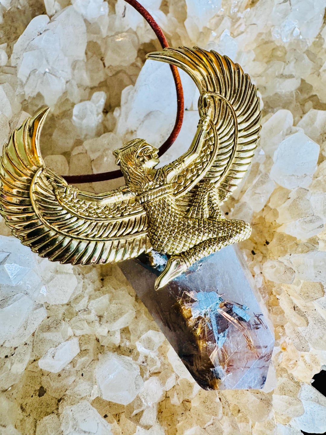 Large Goddess Isis Talisman With Rutilated Quartz for Protection ...