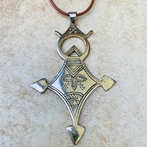 Large Tuareg Compass Cross Necklace: Berber Sahara Tribe Brass Pendant ...